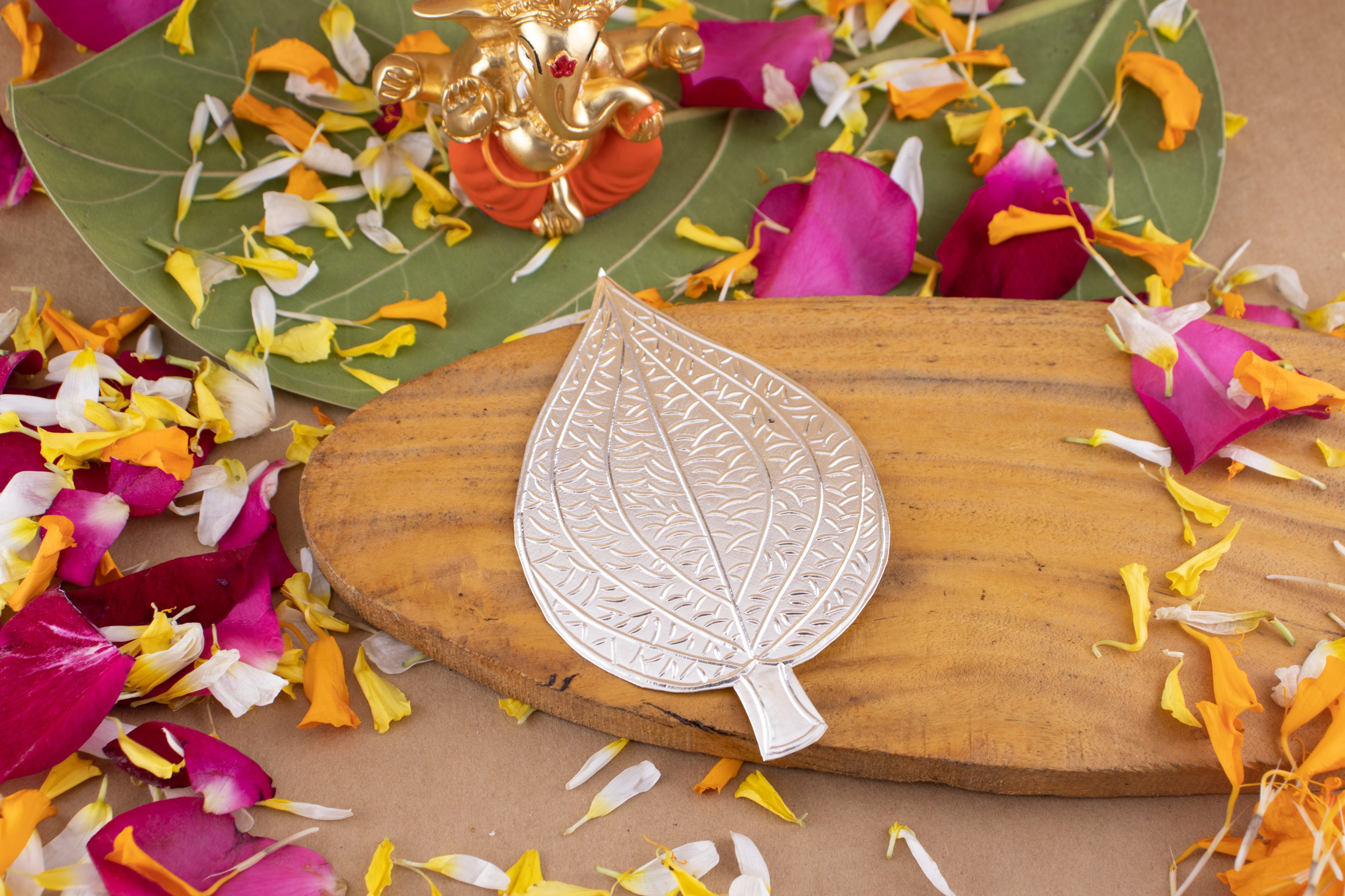 Silver Holy Leaves - Pure Silver Tulsi, Pipal, Nagarvel & More – Hem Jewels