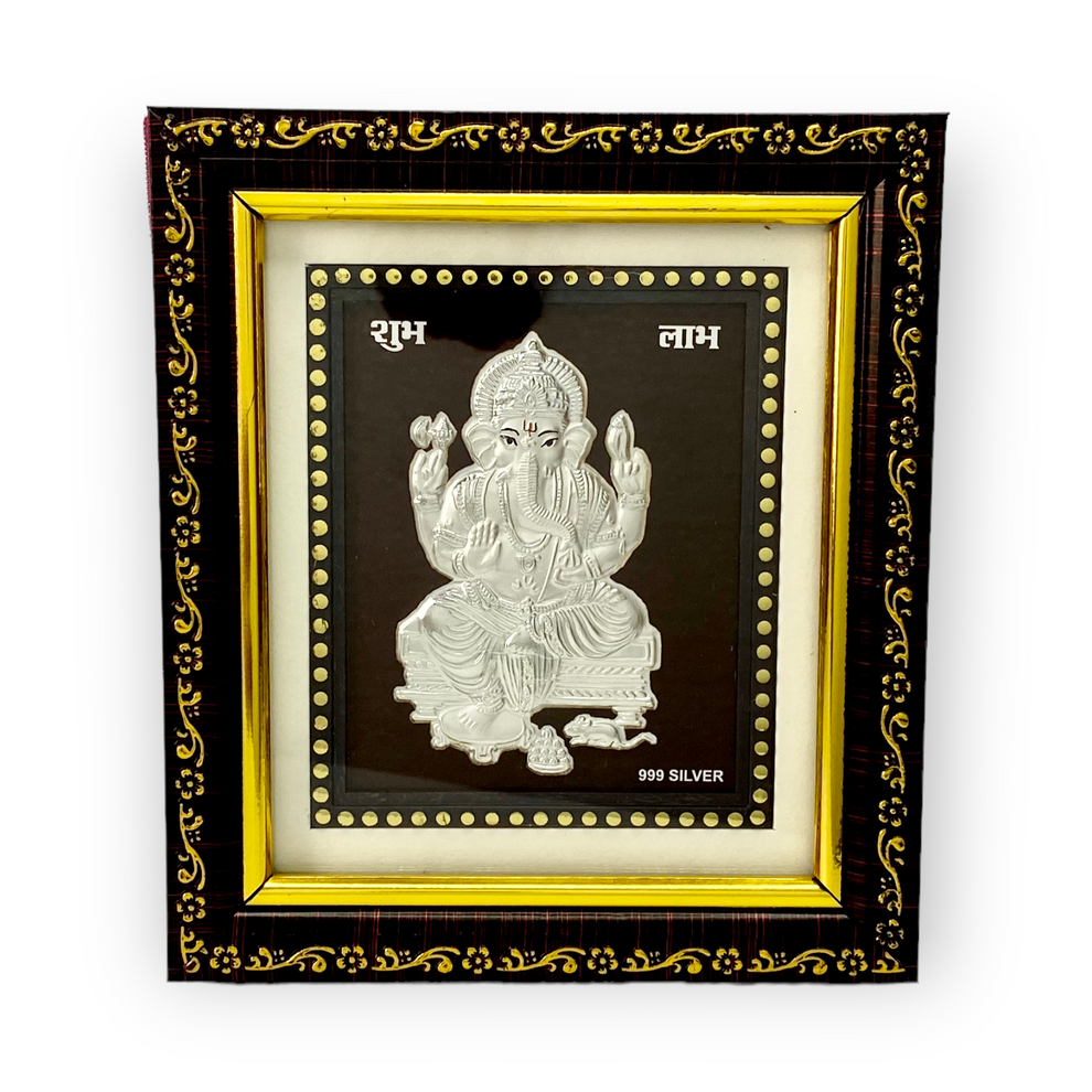 Exquisite 999 Pure Silver Ganesh Frame by Hem Jewels® - 5x6 Inches
