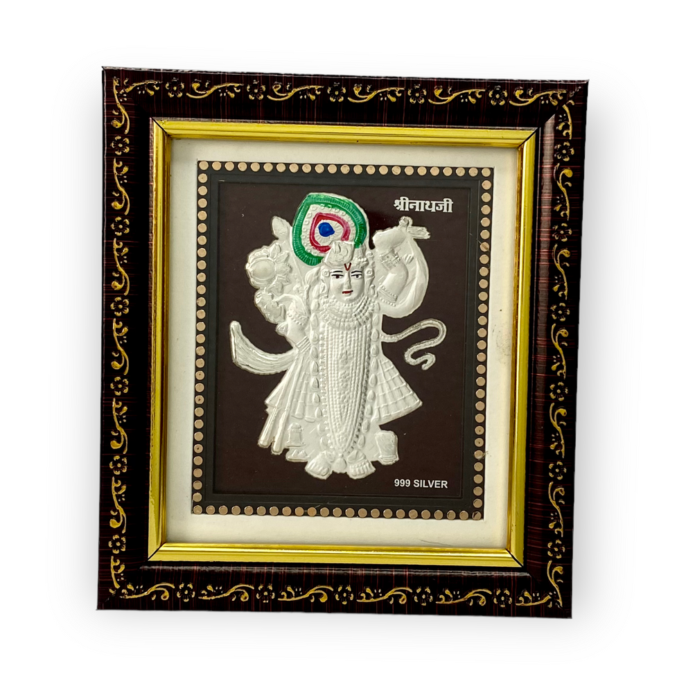 Exquisite 999 Pure Silver Shreenathji Frame by Hem Jewels® - 5x6 Inches
